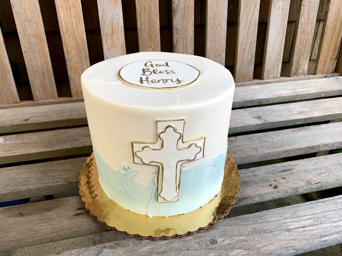 Large Palette Buttercream Religious Cake with Overlay Cross | Artisan ...
