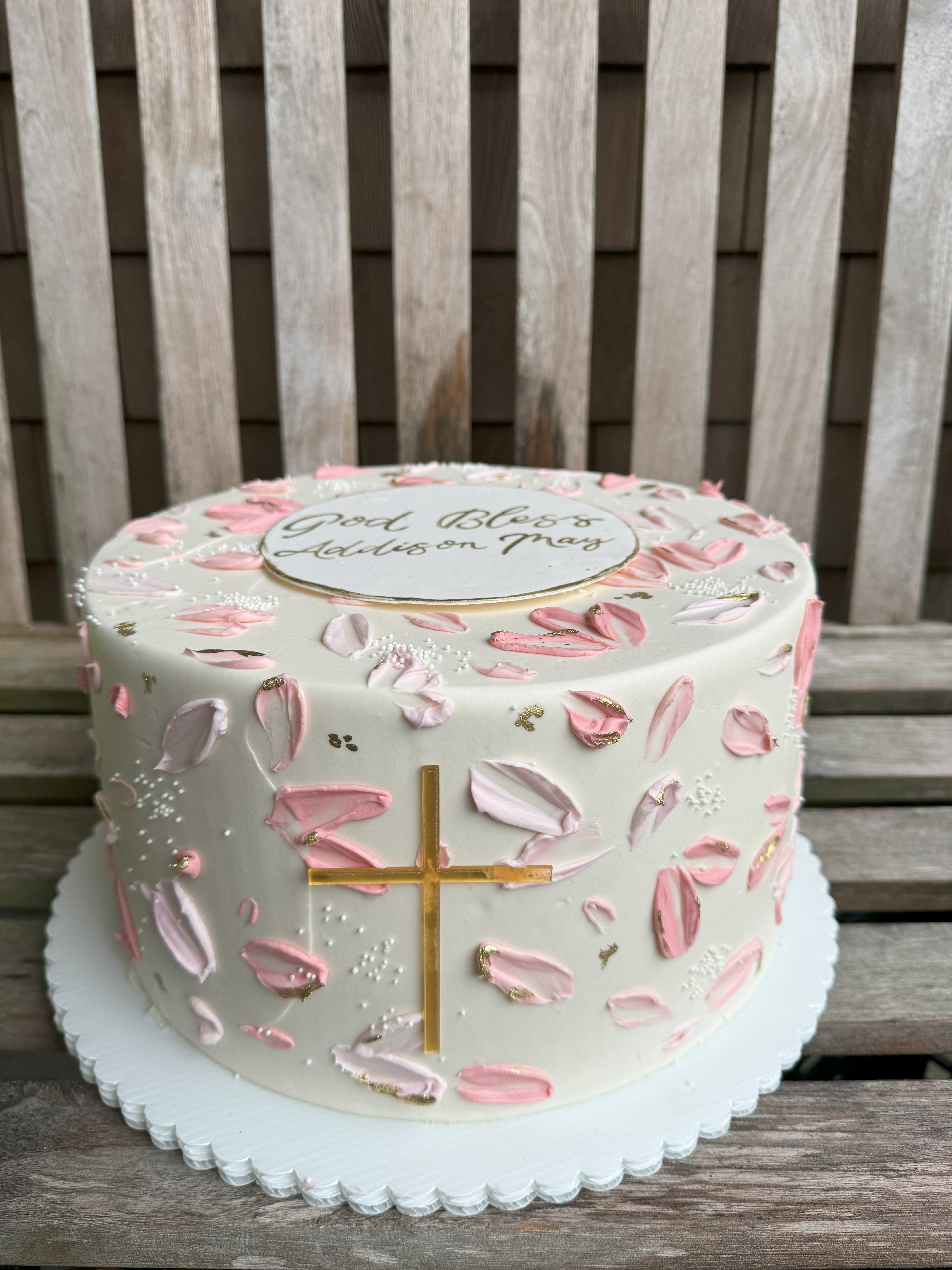 LARGE: Pretty Petals Cake with Cross | choose your color palette | Artisan Bake Shop: Online Store